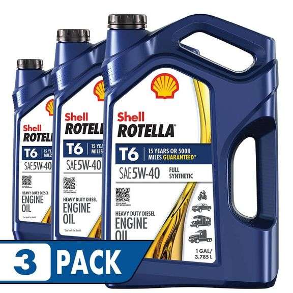 Shell Rotella T6 Full Synthetic SAE 5W-40 Diesel Motor Oil 1 Gal. (Case ...