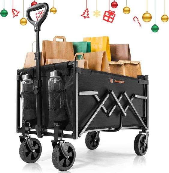 Navatiee Foldable Collapsible Wagon Cart, Utility Garden Wagon with ...