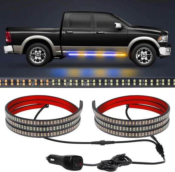 AINBIN 2 in 1 70 inch Amber Blue Truck Strobe Lights Strip 864 LED ...