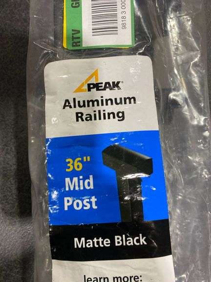 36 in. H x 4 in. W Matte Black Aluminum Deck Railing Mid Post Kit ...