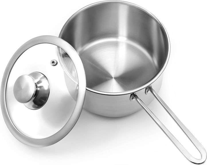 Aufranc 2 Quart Tri-ply Stainless Steel Saucepan with Glass Lid ...