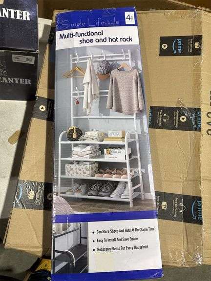 Multi functional shoe and hat rack - Matthews Auctioneers