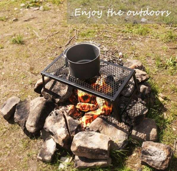 Hikeman Folding Campfire Grill Heavy Duty Camping Cooking Grate Over ...