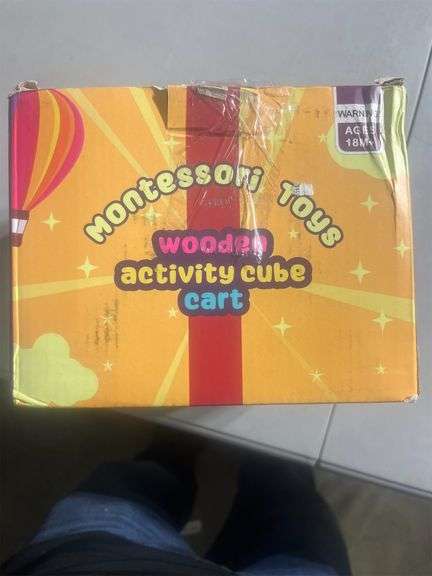 Montessori toys wooden activity cube car - Matthews Auctioneers