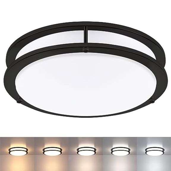 Black Flush Mount Ceiling Light, 13 Inch LED Ceiling Light Fixture with ...