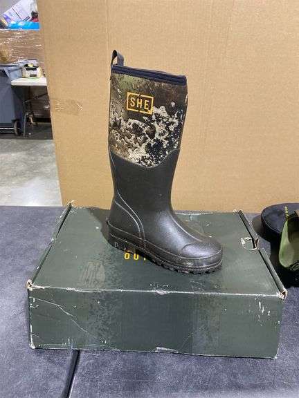 SHE Outdoor Camo Utility Waterproof Rubber Boots for Ladies - Brown ...