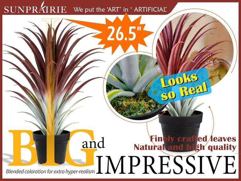 Sunprairie Hyper Realistic Big Red Artificial Aloe Vera Plant 26 Inches ...