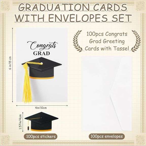 Dunzoom 100 Pcs Graduation Cards with Envelopes Congrats Grad Greeting ...