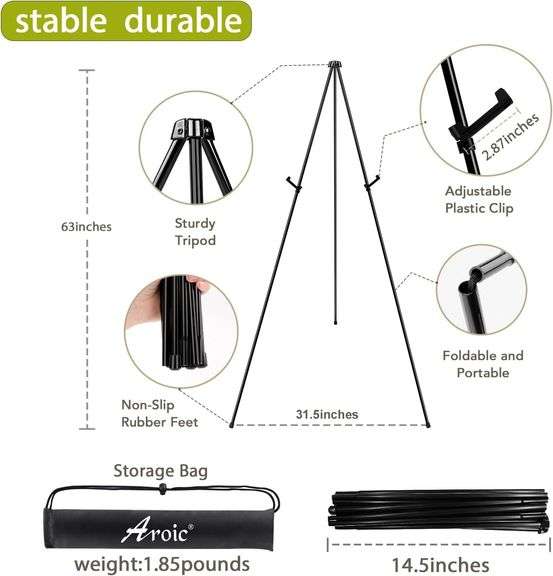 65' Easel Stand for Wedding Sign, 6 Pack Portable & Collapsable Poster ...