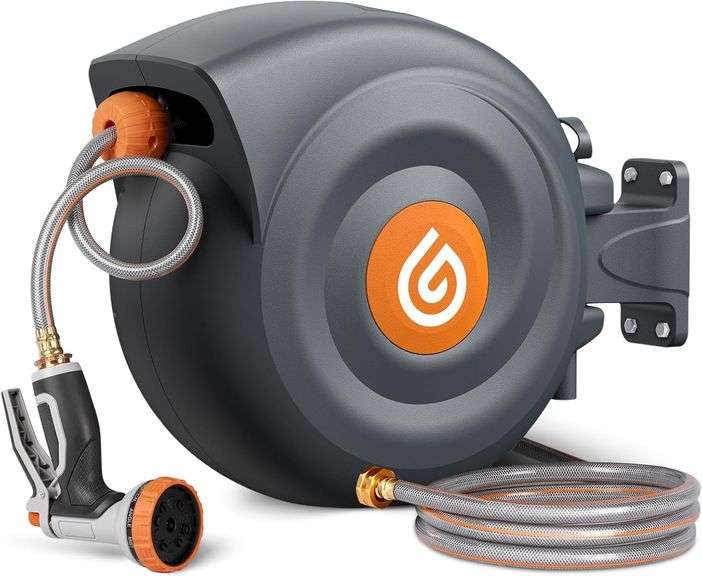 Retractable Garden Hose Reel 100ft, 1/2"Reinforced Leak-proof Water ...