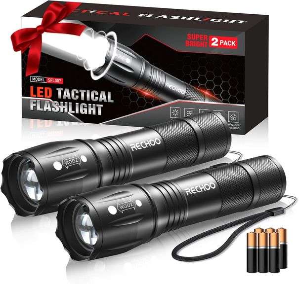 RECHOO SFL007 Tactical Flashlight 2 Pack - Matthews Auctioneers