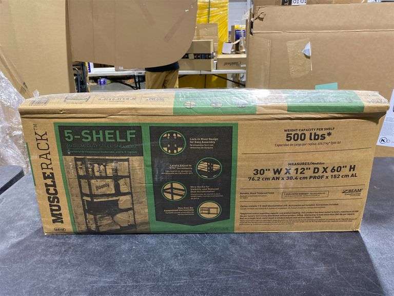 Muscle Rack 30"W x 12"D x 60"H 5-Tier Steel Shelving with Wire Decking ...