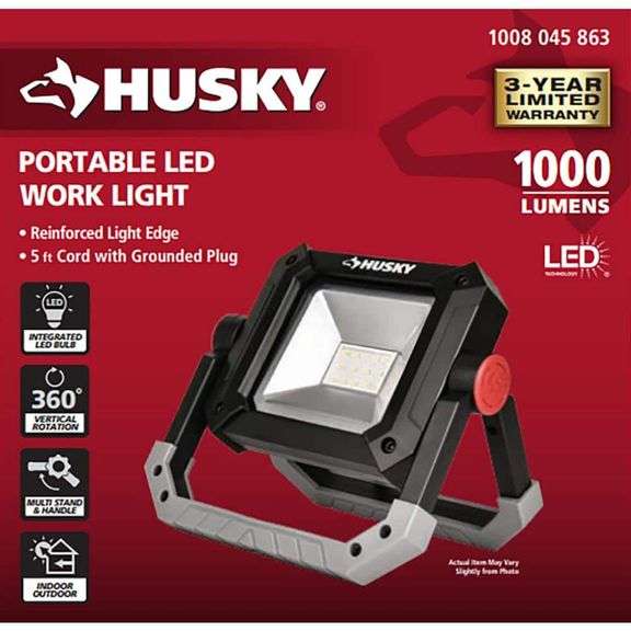 Husky 1000 Lumens LED Portable Work Light - Matthews Auctioneers