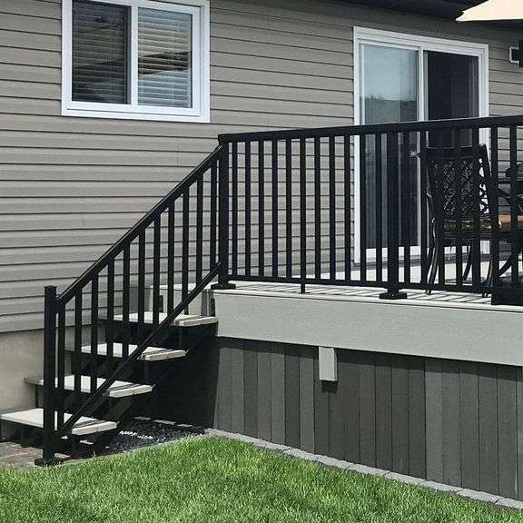 36 in. H x 4 in. W Matte Black Aluminum Deck Railing Mid Post Kit ...