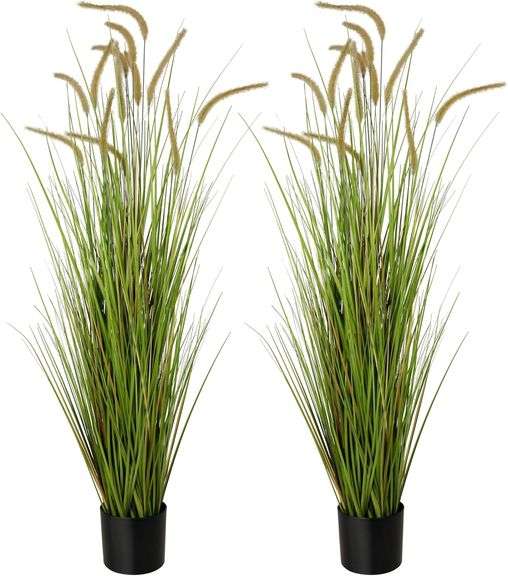 KOL Artificial 5ft 2-Pack Horsetail Reed Grass, 59in Tall Artificial ...