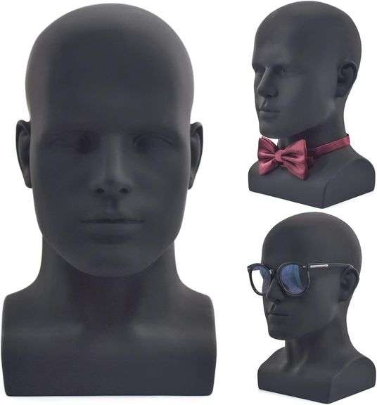 Si Fi PVC Matte Black Male Mannequin Head Display Head Stand Wig ...
