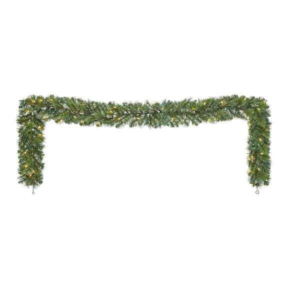 9 ft. Pre-Lit LED Wesley Pine Artificial Christmas Garland - Matthews ...