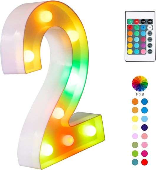 (2) Light Up Digital LED Luminous Number Light 2 Colorful With Remote ...