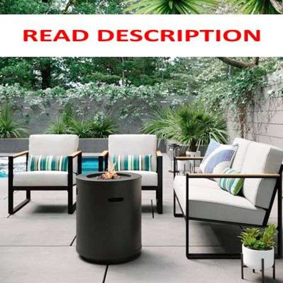 Round Metal Fire Column - Black - Threshold - Matthews Auctioneers