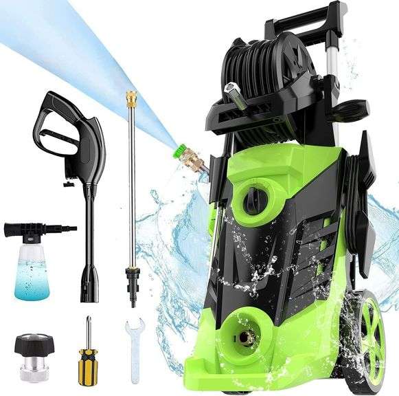 Suyncll Electric Pressure Washer 2.0GPM High Power Washer Cleaner with Hose Reel, Detergent ...