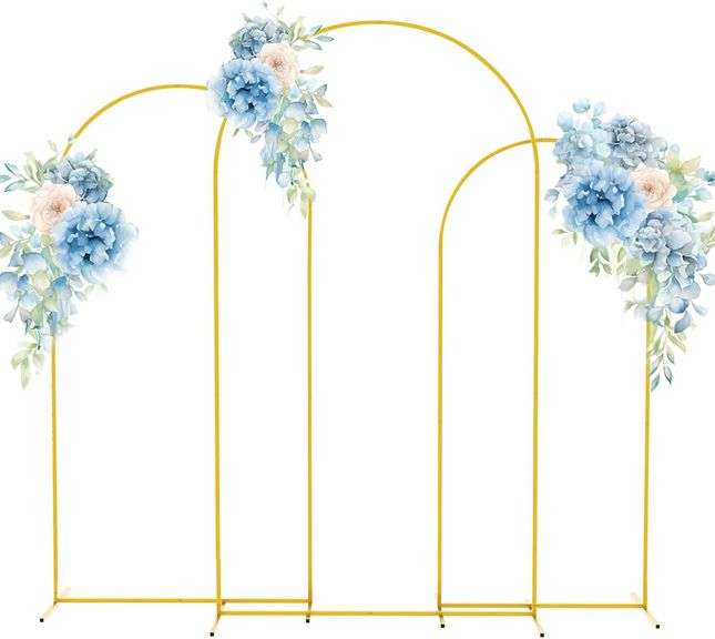 Wedding Arch Backdrop Stands Set of 3, 7.2FT, 6.6FT, 6FT Metal Balloon ...