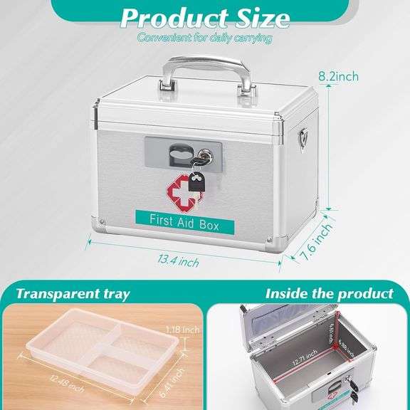 GODLONSEN Medication Lock Box - 13.4 x 7.6 x 8.2 Inch Large - Medicine ...