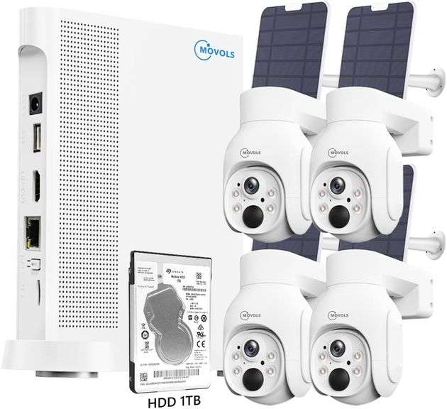 Movols Solar Security Camera System Wireless 4MP 4PCS PTZ Cameras with ...