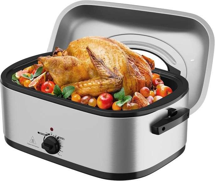 Sunvivi Electric Roaster Oven with Visible Self-Basting Lid, 24 Quart ...