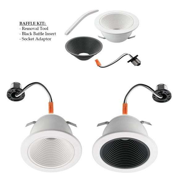 4 in. Low Glare Deep Baffle Adjustable CCT Integrated LED Recessed ...