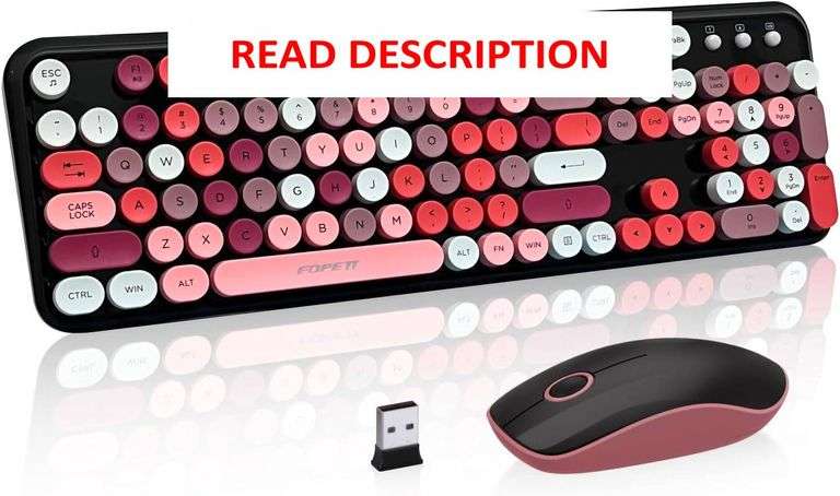 FOPETT Wireless Keyboard and Mouse Combo, 105 Keys Full-Sized 2.4 GHz ...