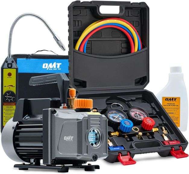 Orion Motor Tech AC Vacuum Pump and Gauge Set, 1/3 hp 4 cfm Vacuum Pump ...