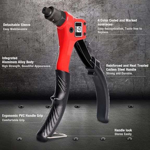 Rivet Gun, GIANTISAN Pop Rivet Tool Kit with 200 Rivets and 4 Drill ...