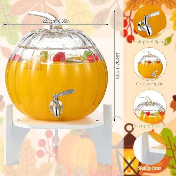 FillTouch 2 Gallon Pumpkin Glass Drink Dispenser with Stand ...