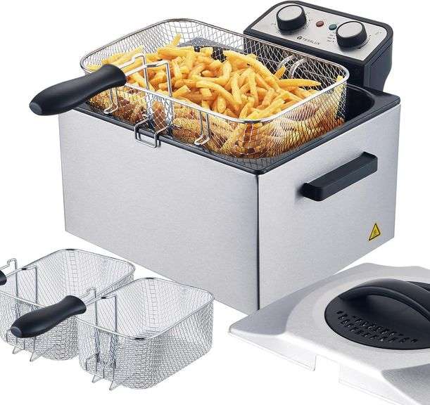 Deep Fryer with Basket 5 Liter & Small Deep Fryer 2.5 Liter, Adjustable ...