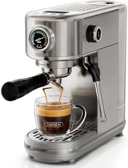 HiBREW Programmable Espresso Machine, H10B, Brushed Stainless Steel, Adjustable Temperature and ...