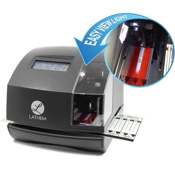 Lathem 1600E Time Clock Machine and Document Stamp, Employee Clock in ...