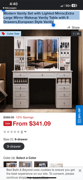 Modern Vanity Set with Lighted Mirror,Extra Large Mirror Makeup Vanity ...