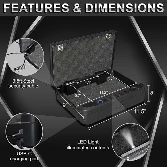 Durabox Quick Access Lock Box Security Safe with Biometric Fingerprint ...