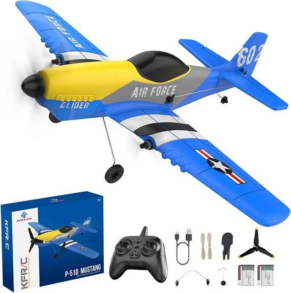 RC Plane, 3 Channel RC Airplane 2.4GHz with 2 Batteries 6-axis Gyro ...