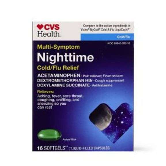 Night Time Cold and Flu Relief Multi Symptom / CAPSULE, LIQUID FILLED ...