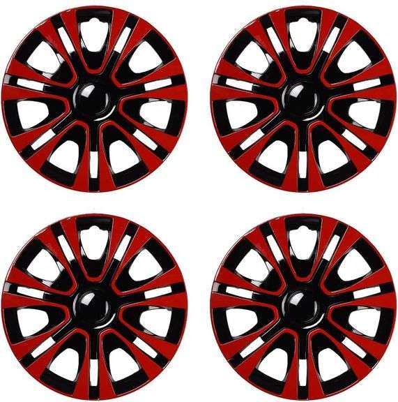Red Hubcap Wheel Cover Replacement Kit 15" Hub Caps Wheel Rim Cover Car ...