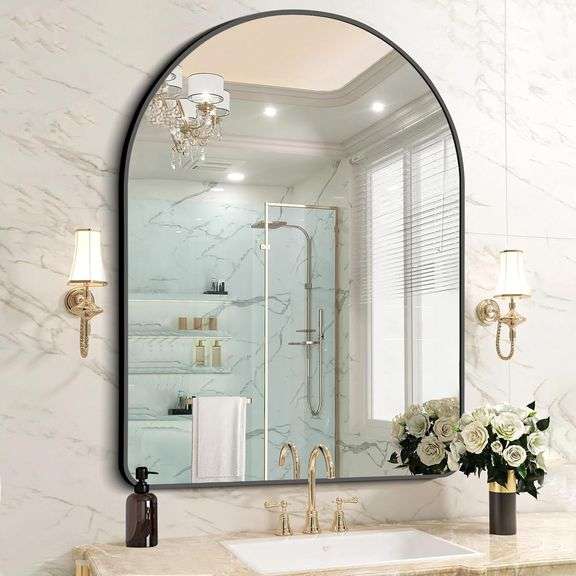 FORBATH Arched Mirror 36x48 Inch, Bathroom Mirror Wall Mounted Modern ...