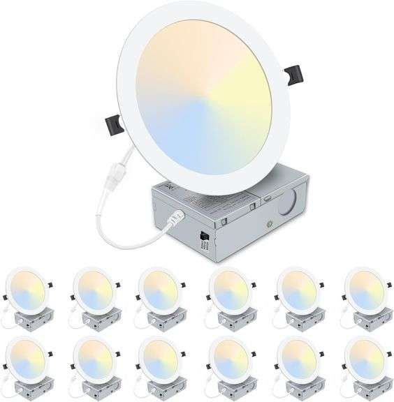 12 Pack 8 Inch LED Recessed Lighting with Junction Box Ultra-Thin ...