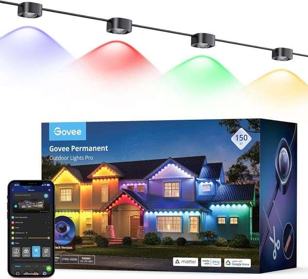 Govee Permanent Outdoor Lights Pro, Smart RGBIC Outdoor Lights with 75 ...