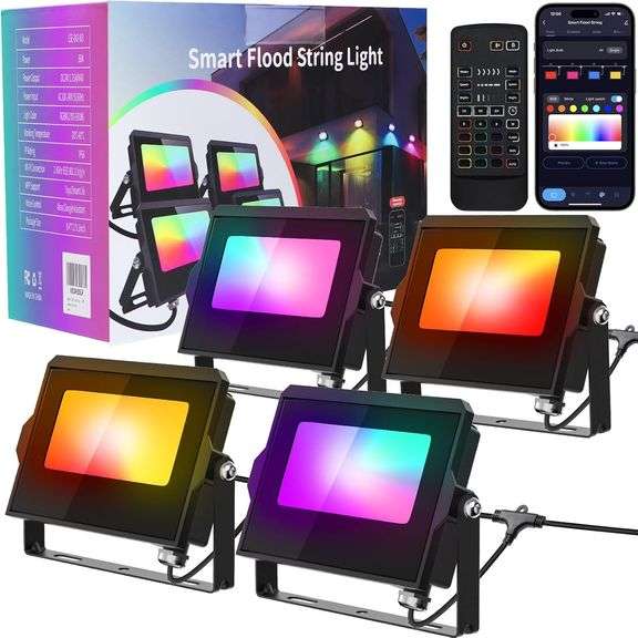 ALFELE LED Flood Light Outdoor, 36W RGBCW Landscape Lighting Wired with ...