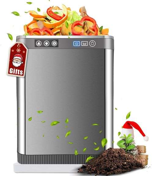 4L Smart Electric Composter- for Kitchen Composter Countertops, Indoor Odorless Compost Bin with ...