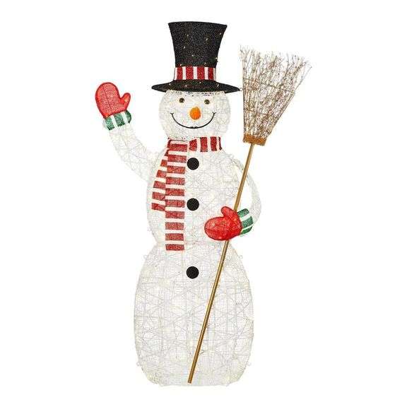 6 ft. Polar Wishes LED Snowman with Broom Holiday Yard Decoration ...