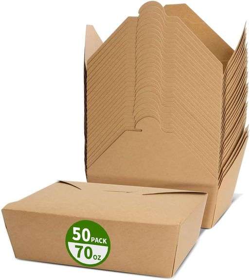 50 Pack 70 oz Large Take Out Food Containers - Heavy Duty Microwavable ...