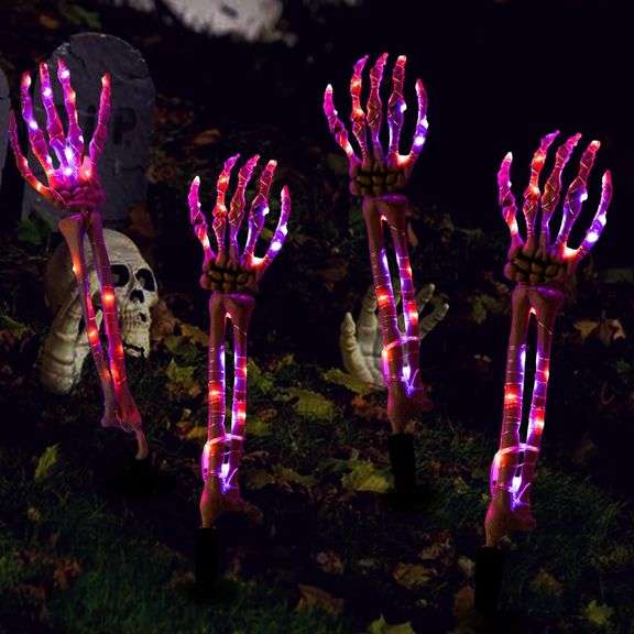 Hourleey Halloween Decoration, Lighted Skeleton Arm Stake, Scary ...