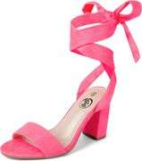 Trary Pink Purple Nude Red Black Heels for Women, Lace Up Chunky Heels ...